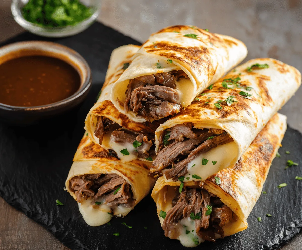 Easy French Dip Tortilla Roll Ups