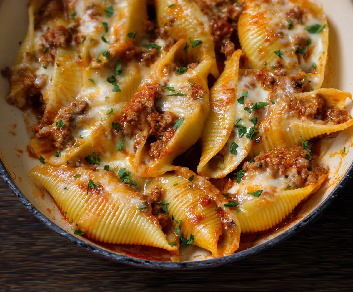 Easy Ground Beef Stuffed Shells