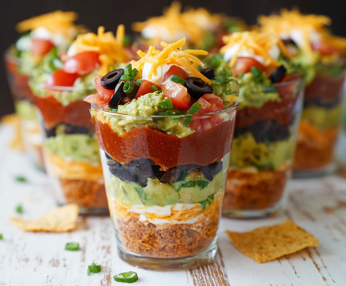 Easy Seven Layer Dip Cups